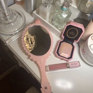 Accessories | Pink Hand Mirror With Pearls | Poshmark